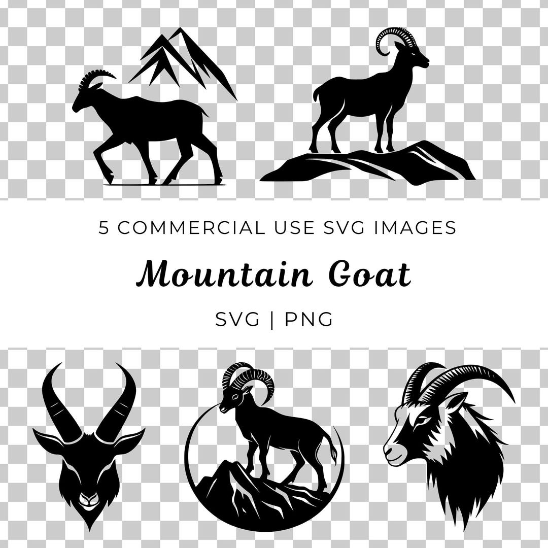 Mountain Goat Vector, Alpine Goat Vector, Wild Goat Svg, Mountain ...