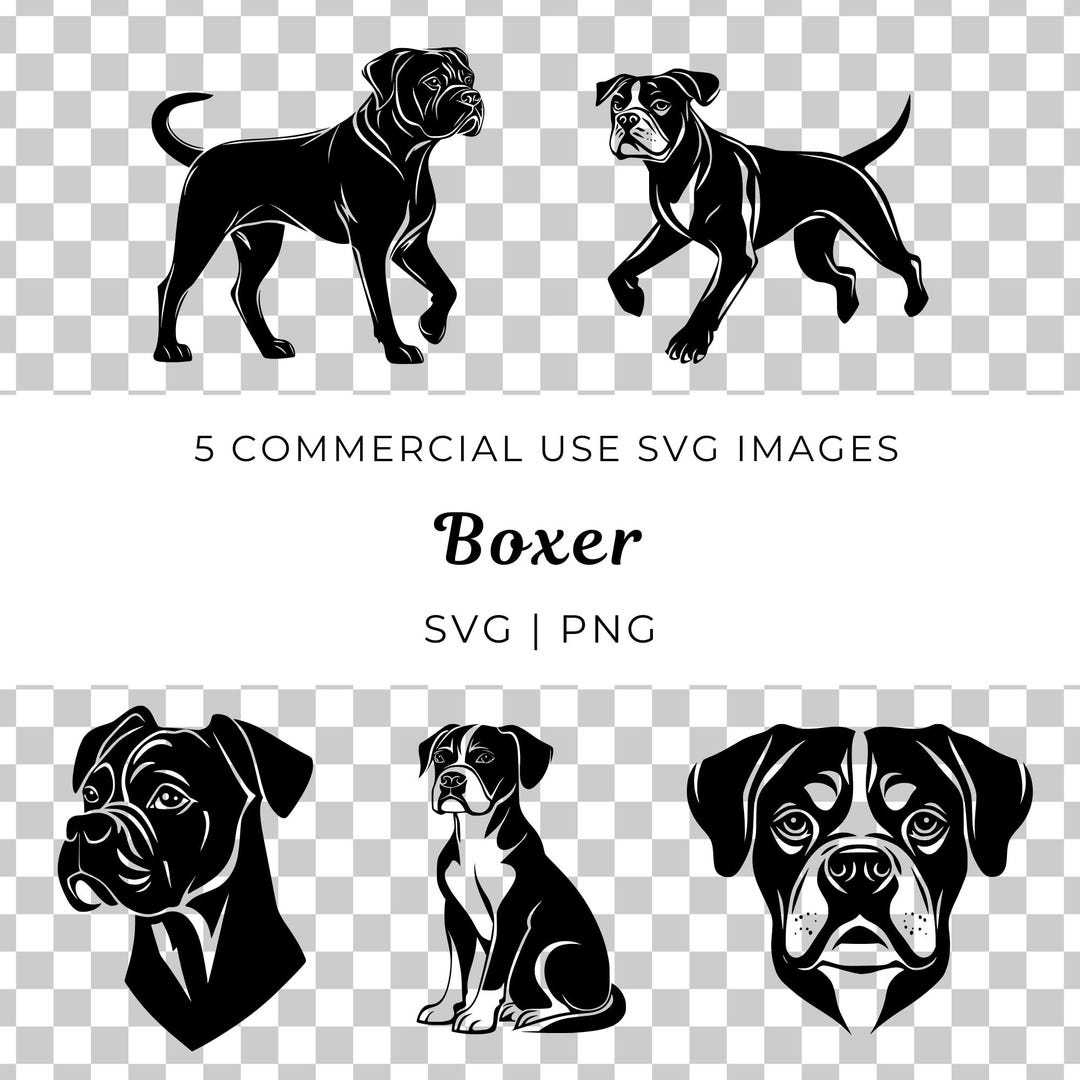 Boxer Dog Svg, Loyal Pet Vector, Playful Boxer Svg, Canine Breed Vector ...