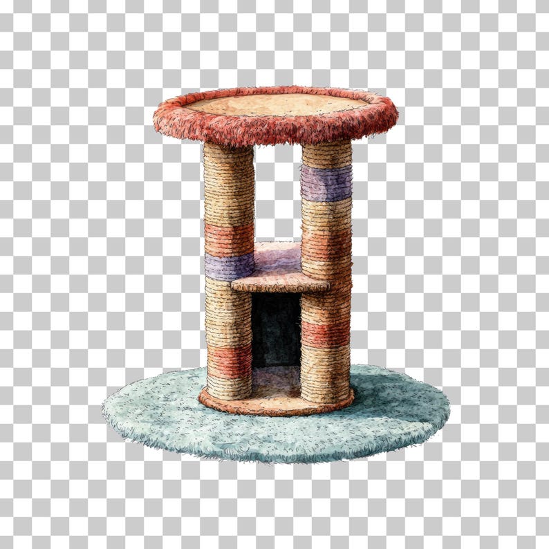 Cat Scratching Tower Clipart, Cat Tower Png, Cat Climbing Post Png, Cat ...