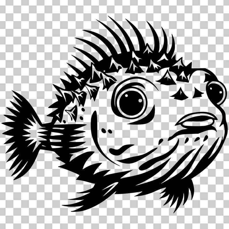 Puffer Fish Svg, Blowfish Svg, Spiky Fish Vector, Cartoon Puffer Fish ...