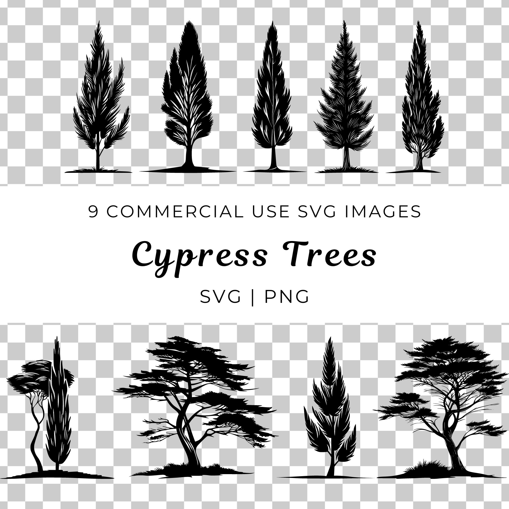 Cypress Tree Svg Vector Mediterranean Tree Png Instant Download ...