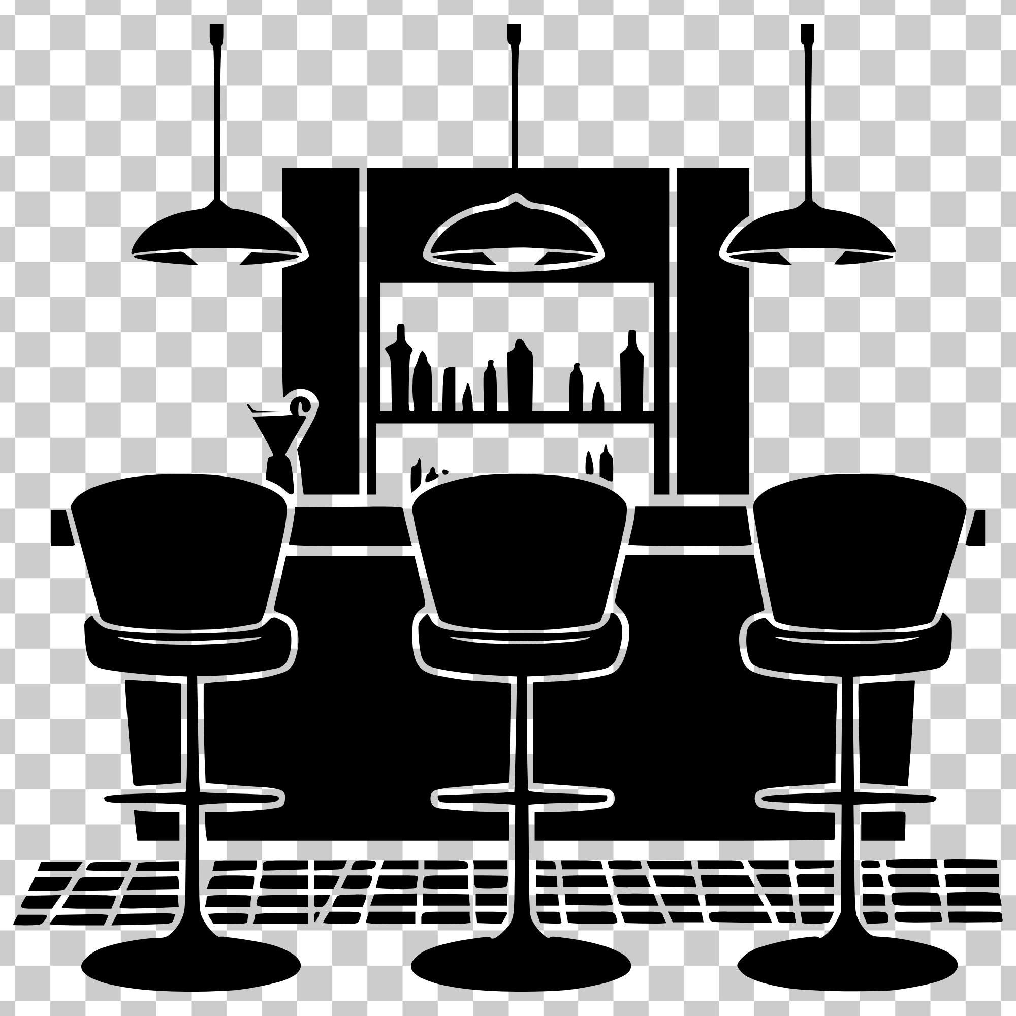 Cocktail Bar Svg, Bar Counter With Stools Svg, Modern Bar Svg Vector ...