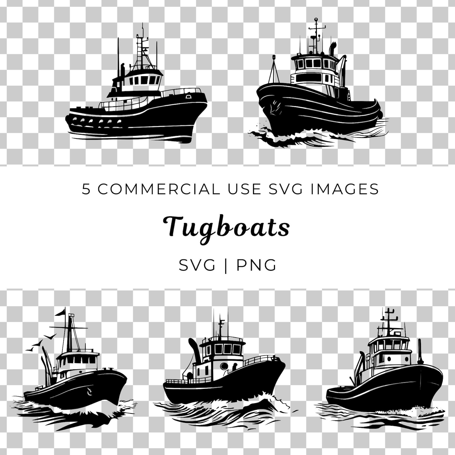 Tugboat Vector, Harbor Boat Svg, Maritime Svg, Nautical Tugboat Svg ...