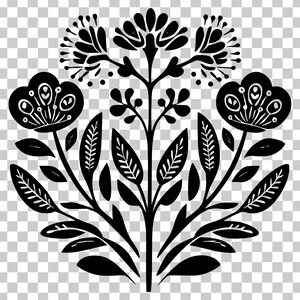 Scandi Folk Art Florals Vector, Scandinavian Design Svg, Folk Art Svg ...