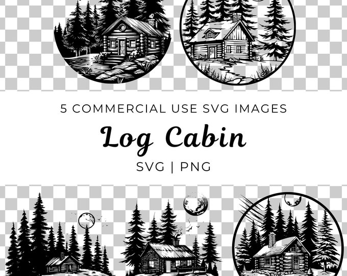 Log Cabin SVG Clipart, Forest PNG Images (digital Download) - Etsy