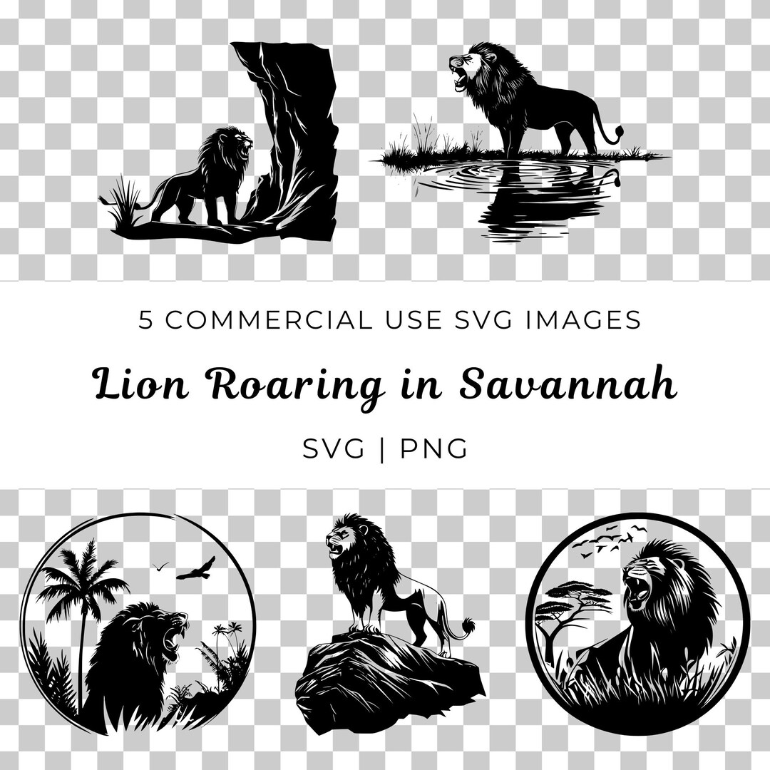 Roaring Lion Savannah Scene SVG, PNG (digital Download) - Etsy