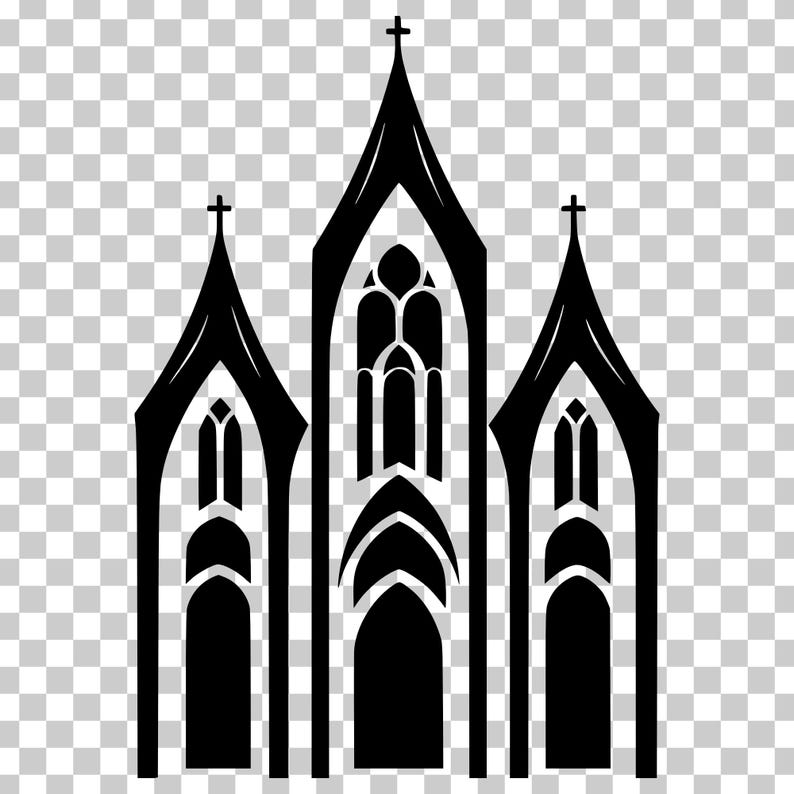 Cathedral Svg, Cathedral Silhouette Glass, Svg Church Design, Vector ...