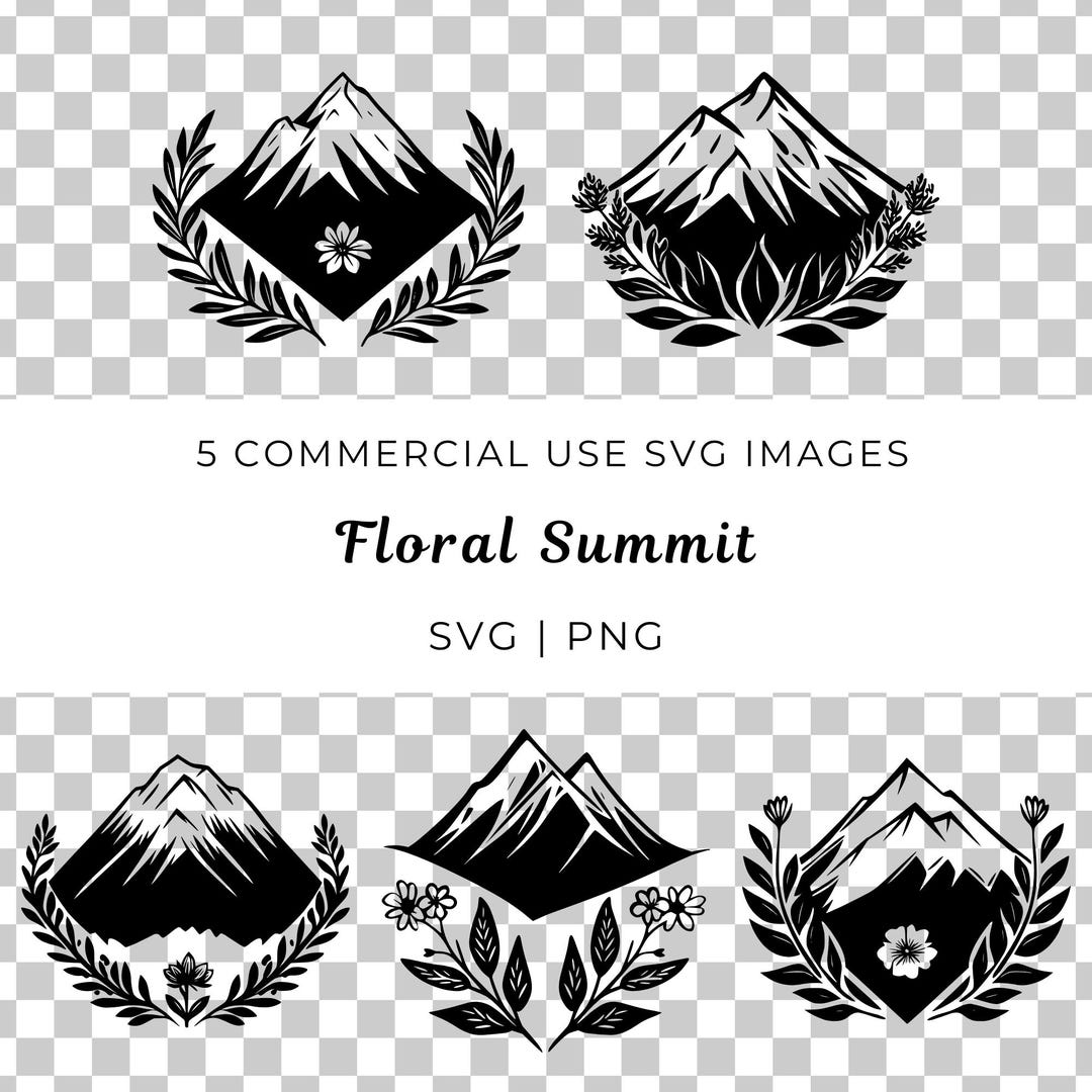 Floral Summit Svg, Mountain File, Mountain Svg for Shirt, Nature ...