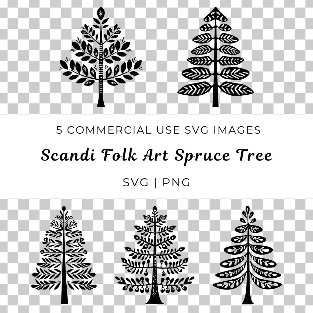 Scandi Folk Art Spruce Tree Svg, Folk Art Forest Vector, Nordic ...