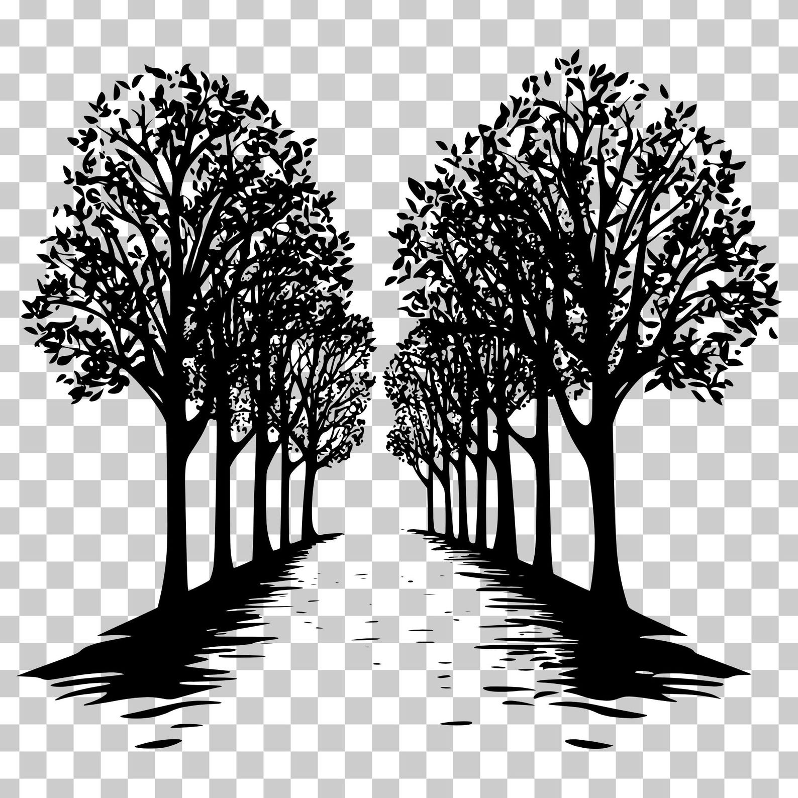 Tree Lined Pathway Svg, Forest Lane Vector, Avenue of Trees Svg ...