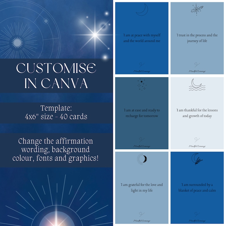 Positive Affirmation Cards, Printable Quotes, Editable Canva Template ...