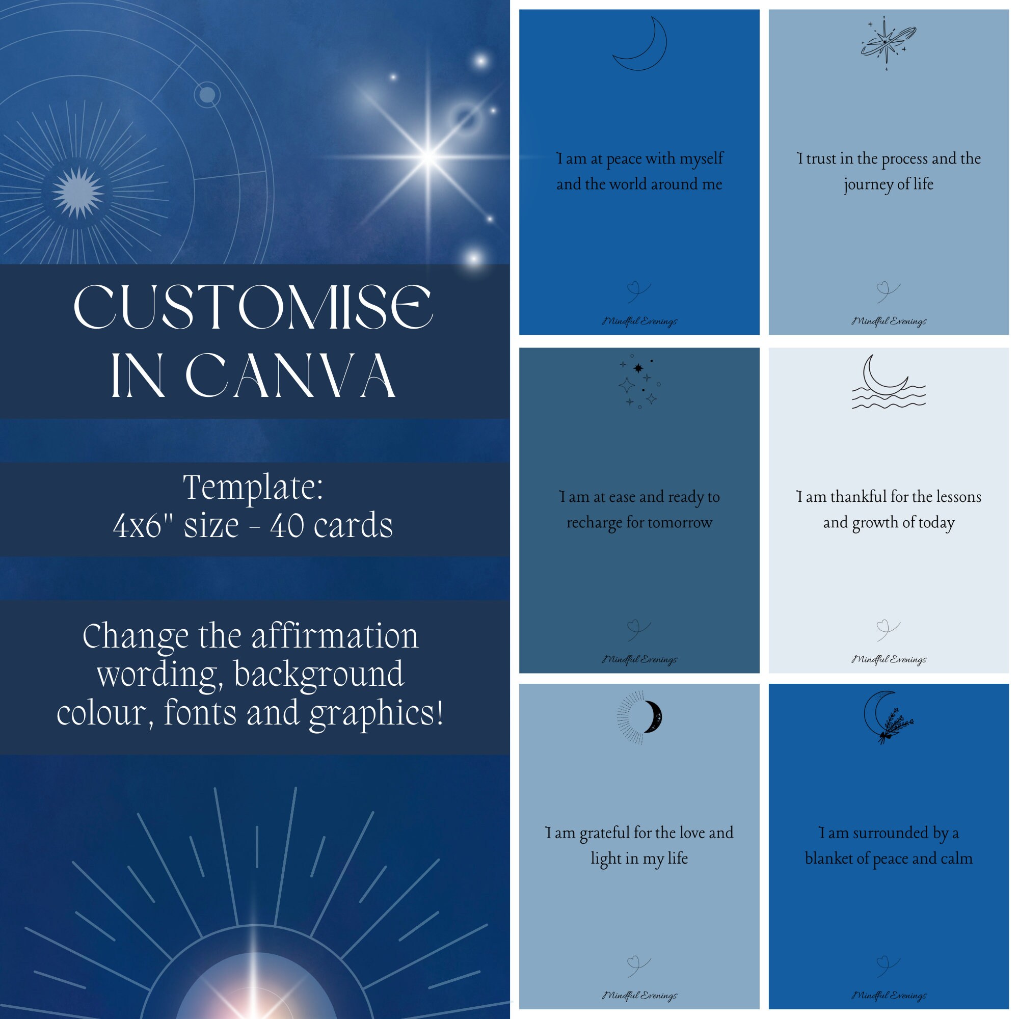 Positive Affirmation Cards, Printable Quotes, Editable Canva Template ...