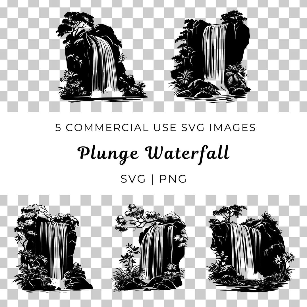 Plunge Waterfall Svg, Rapid Waterfall Drop Vector, Mountain Waterfall ...