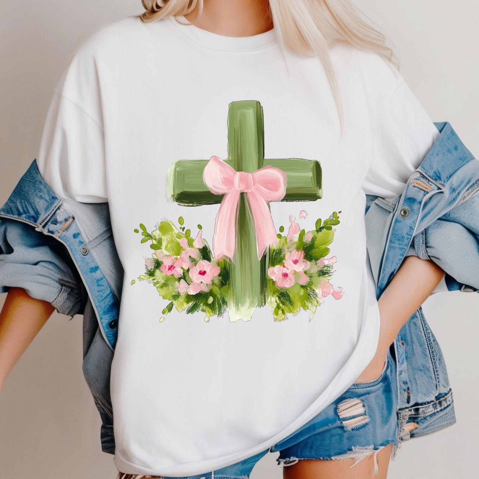 Religious Cross With Flowers, Easter With Cross Png, Coquette Bow Png ...