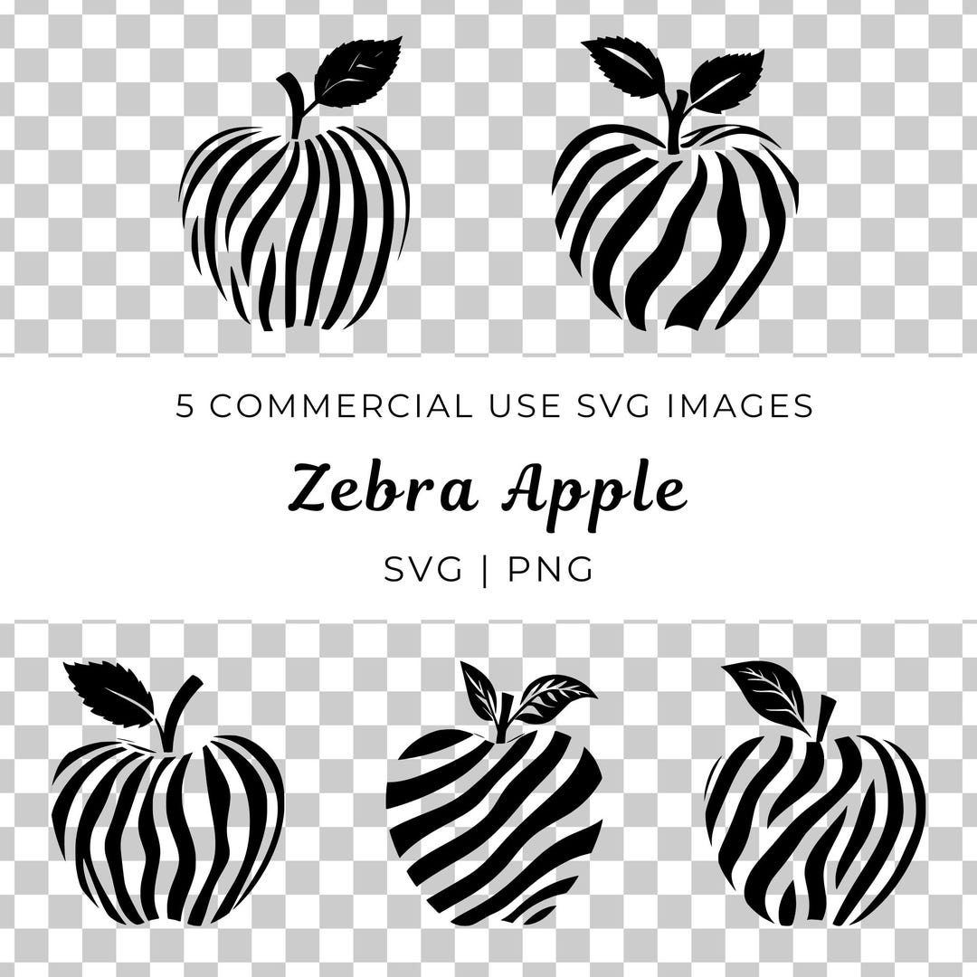 Zebra Apple Svg, Cute Apple Svg, Striped Fruit Vector, Animal Print Svg ...