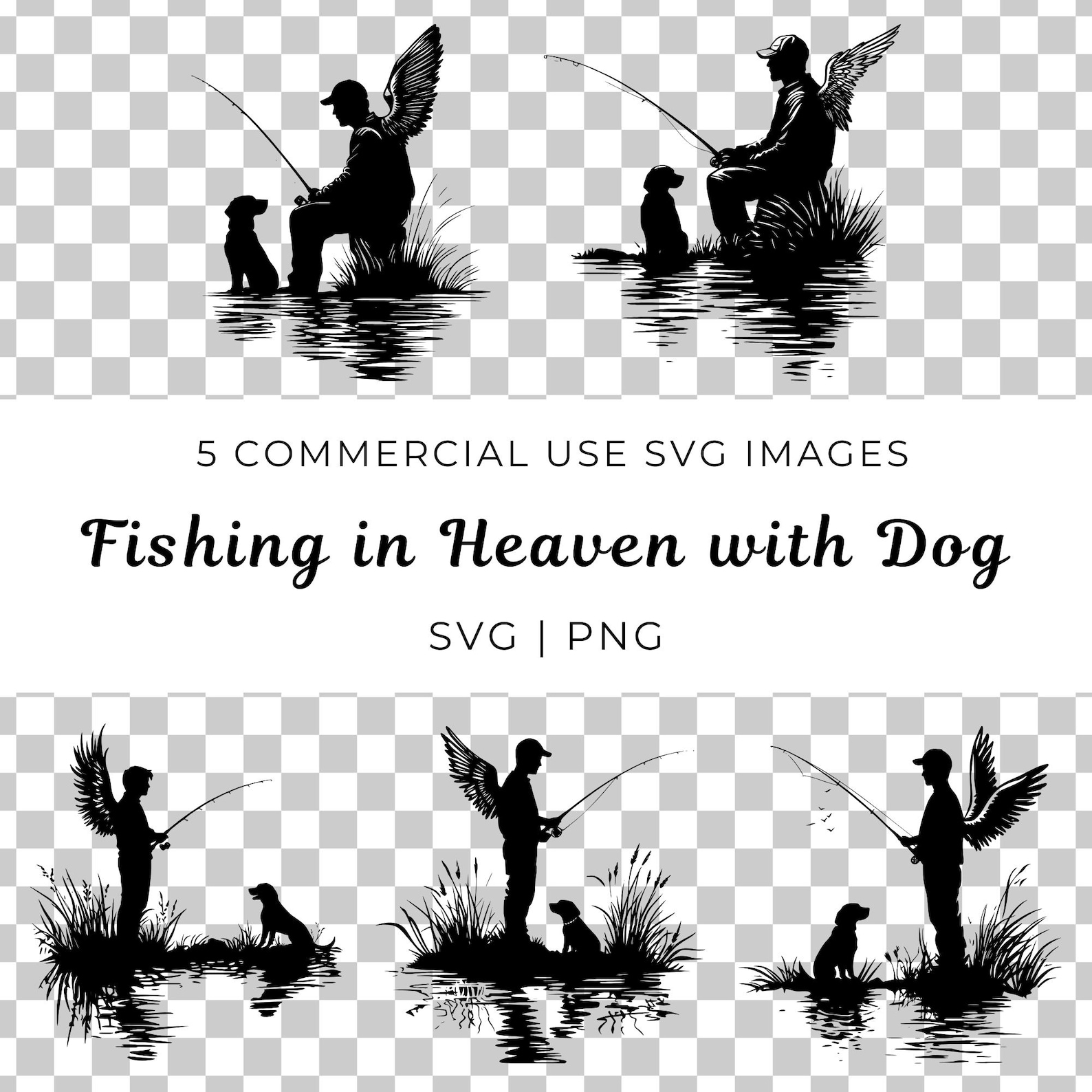 Man With Angel Wings Fishing Svg, Man in Heaven Fishing Vector, Fishing ...