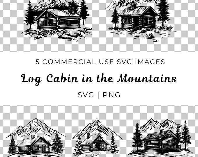 Rustic Log Cabin SVG Bundle: Mountain House Clipart (digital Product ...