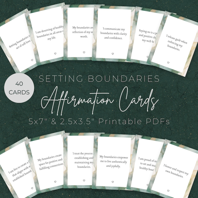 Printable Boundaries Affirmation Cards, Daily Reminders (PDF Download ...