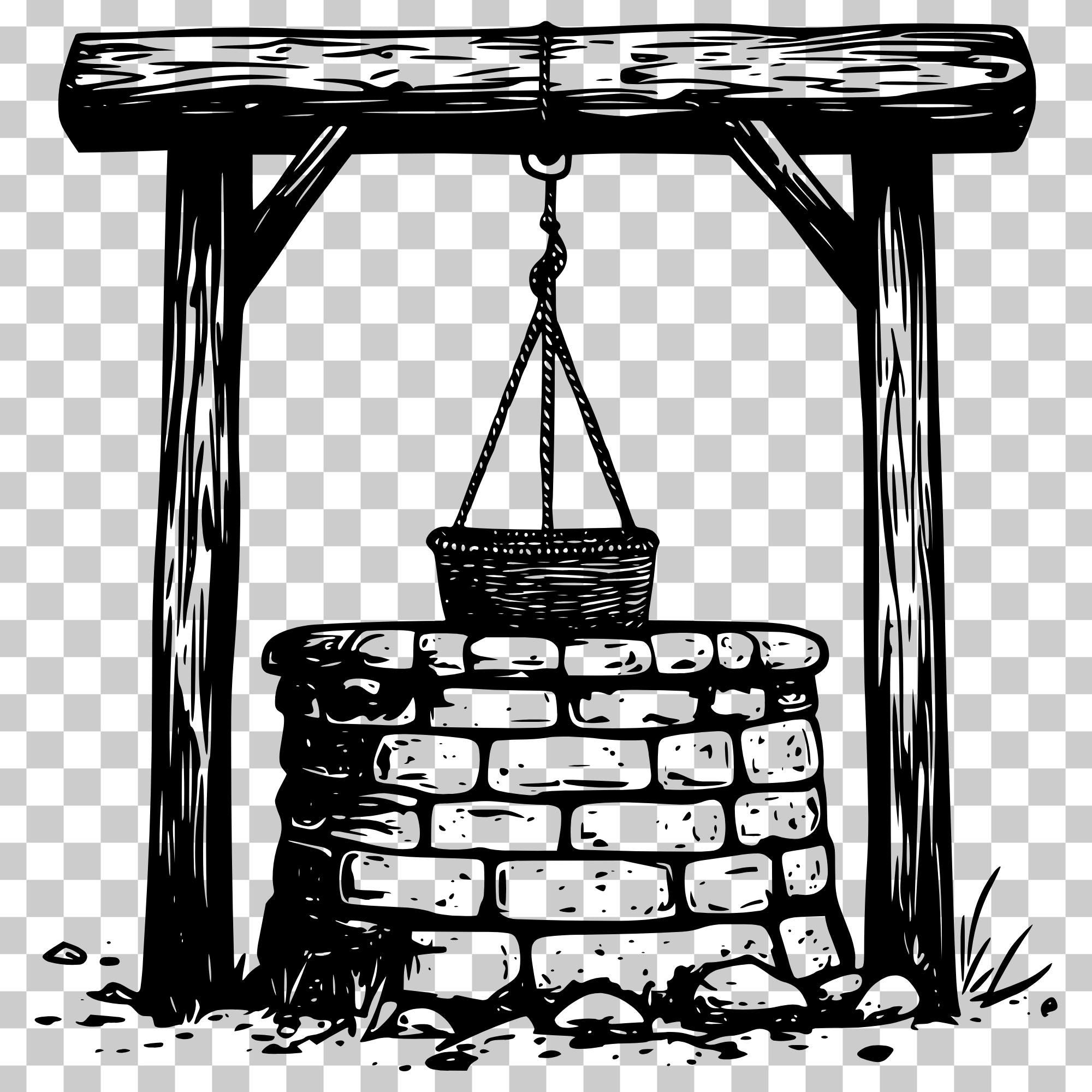 Vintage Wishing Wells Svg, Rustic Well Vector, Classic Water Well Svg ...