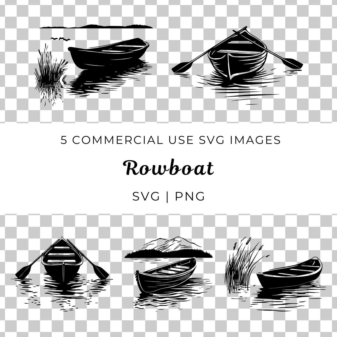 Rowing Boat Svg, Wooden Boat Vector, Small Rowboat Svg, Lake Boat Svg ...