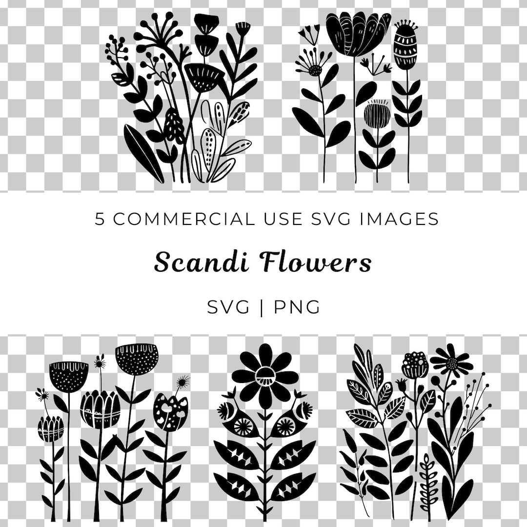 Scandi Folk Art Flowers Svg, Scandinavian Flower Svg, Folk Art Floral ...