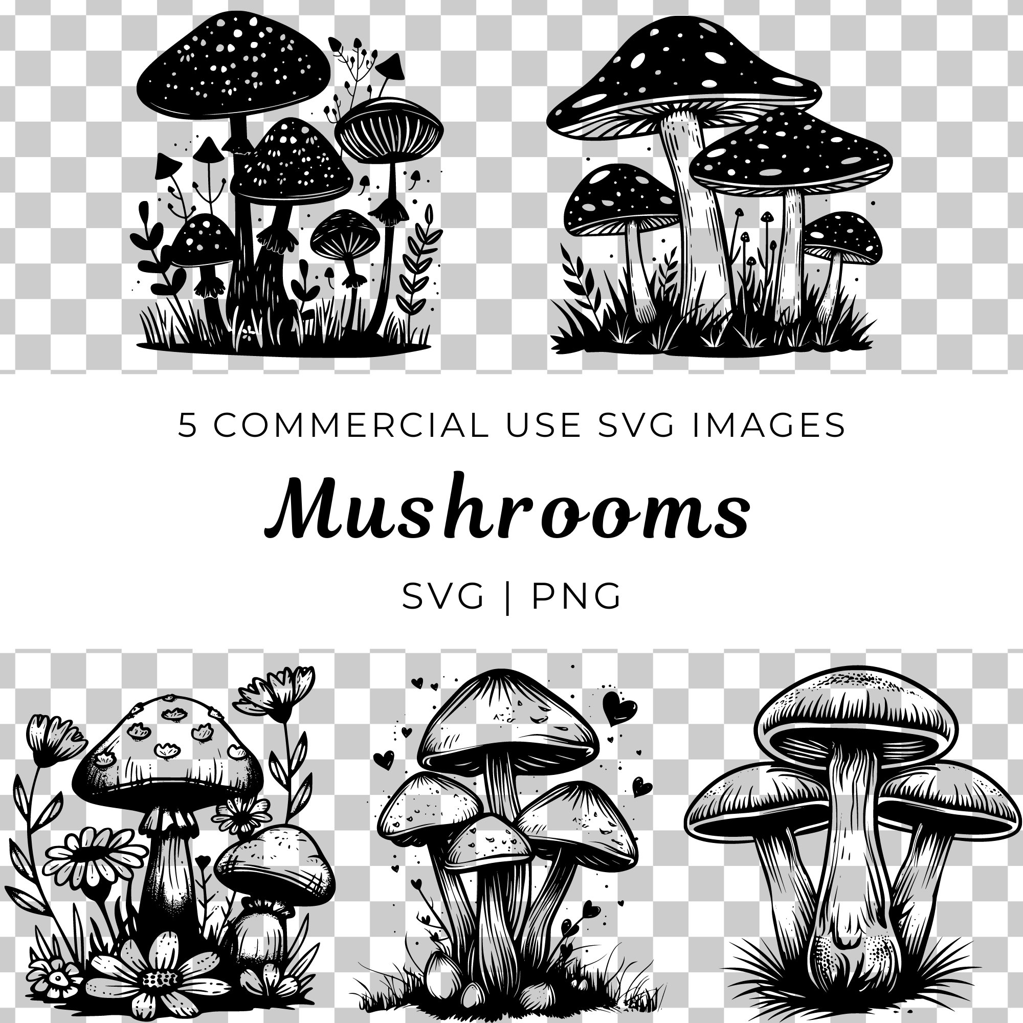 Mushroom Vector Graphics, Fungi Woodland Designs (SVG, PNG) - Etsy