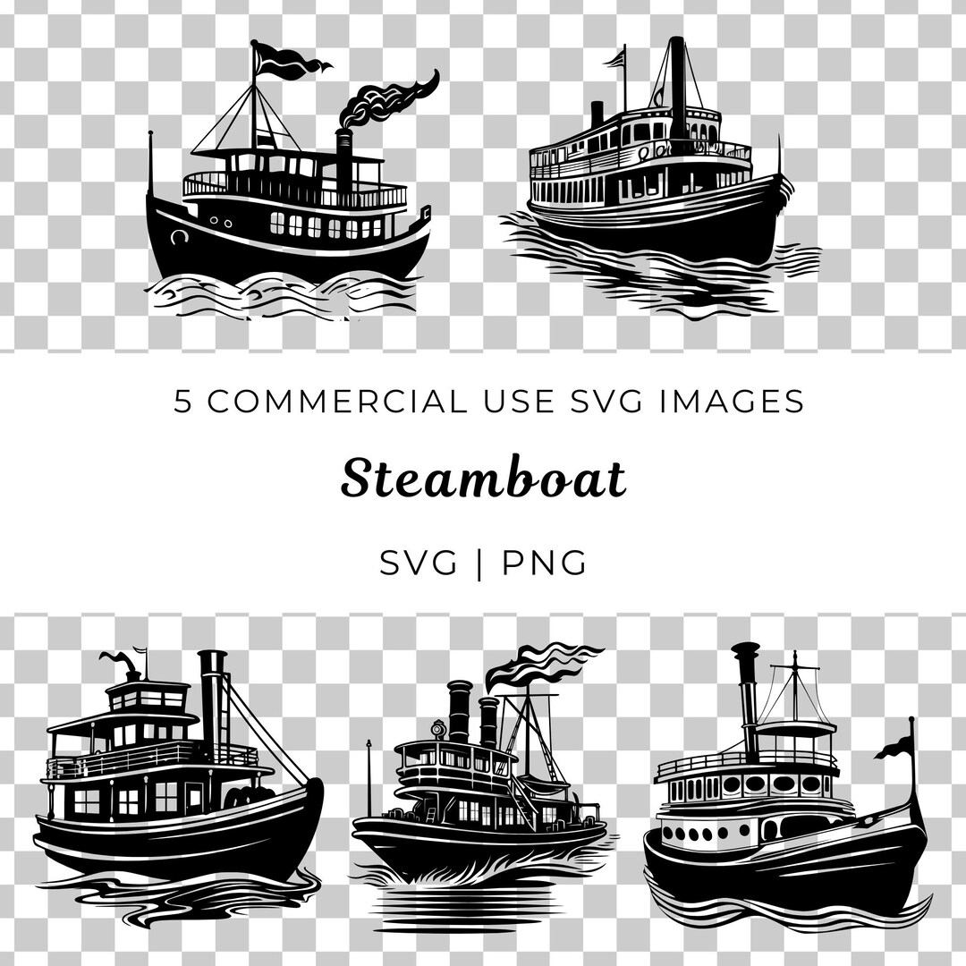 Steamboat Svg, Riverboat Vector, Vintage Steamboat Vector, Nautical Svg ...