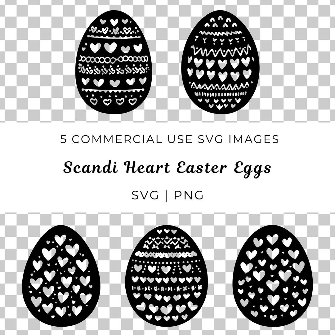Scandi Heart Easter Eggs Svg, Heart SVG Bundle, Doodle Heart SVG, Happy ...