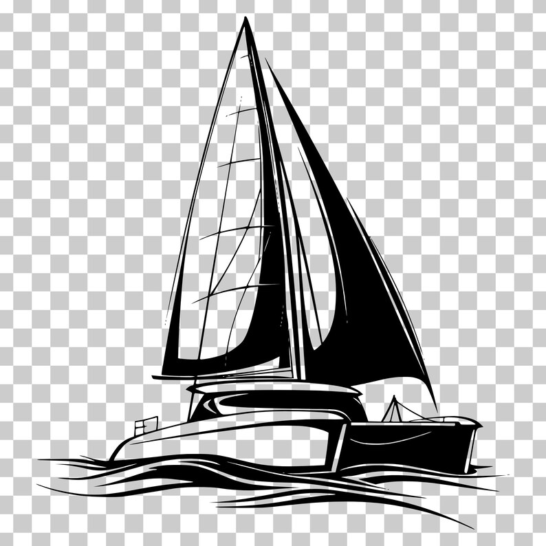 Catamaran Svg, Sailing Boat Vector, Ocean Catamaran Vector, Nautical ...