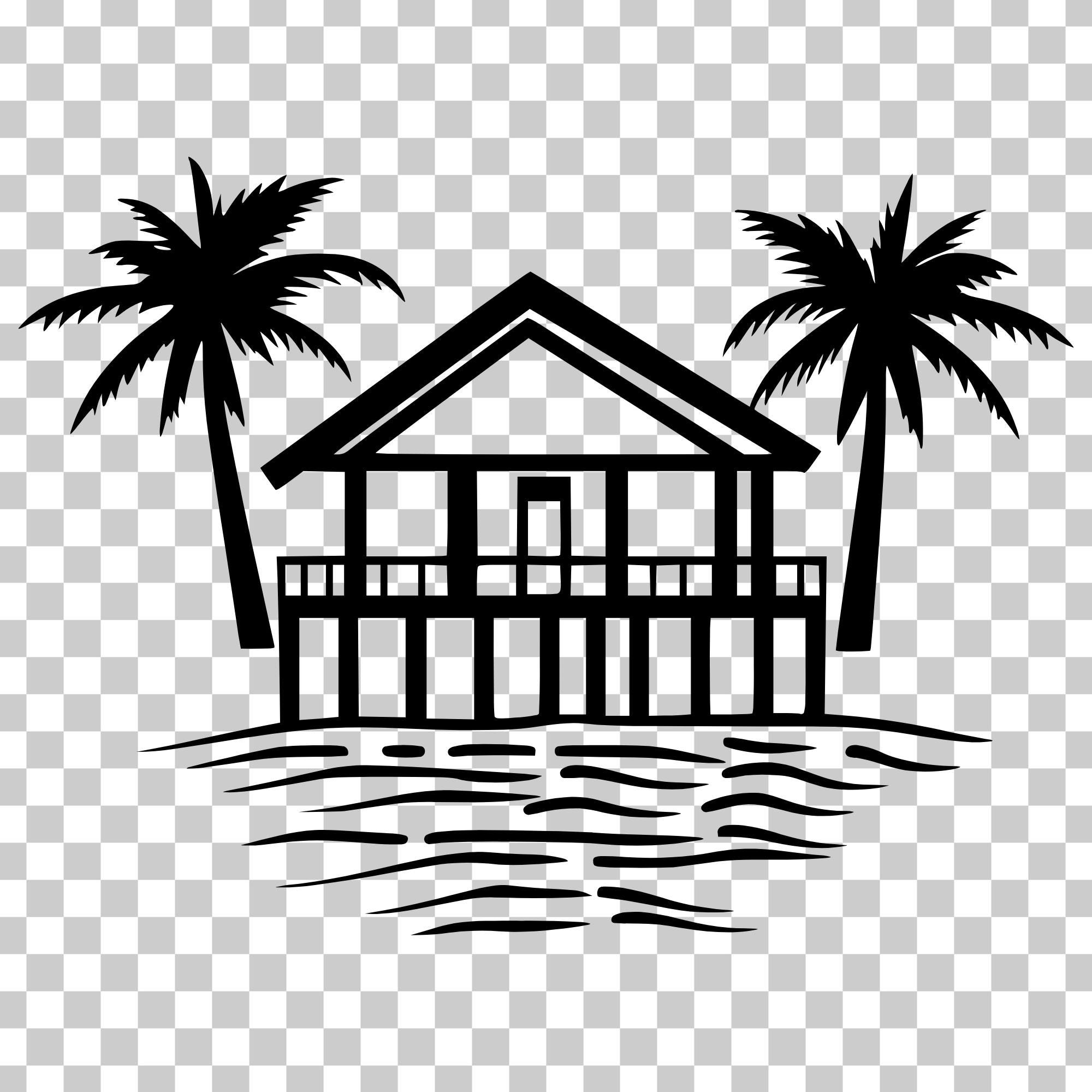 Water Villa Svg, Overwater Bungalow Vector, Island Resort Svg, Luxury ...