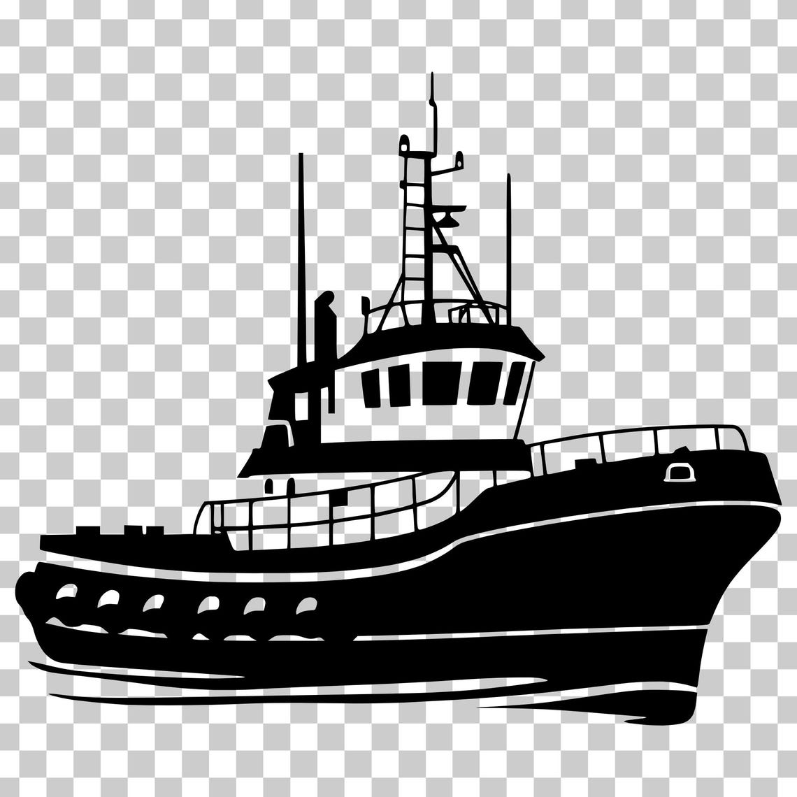 Tugboat Vector, Harbor Boat Svg, Maritime Svg, Nautical Tugboat Svg ...