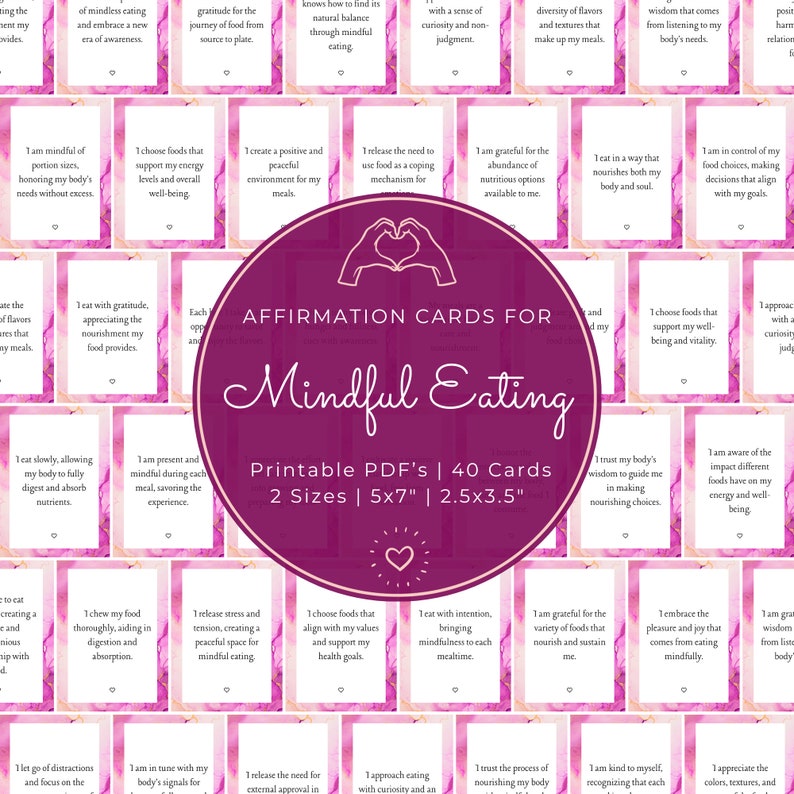 Mindful Eating Affirmation Cards Printable PDF Mindfulness and ...