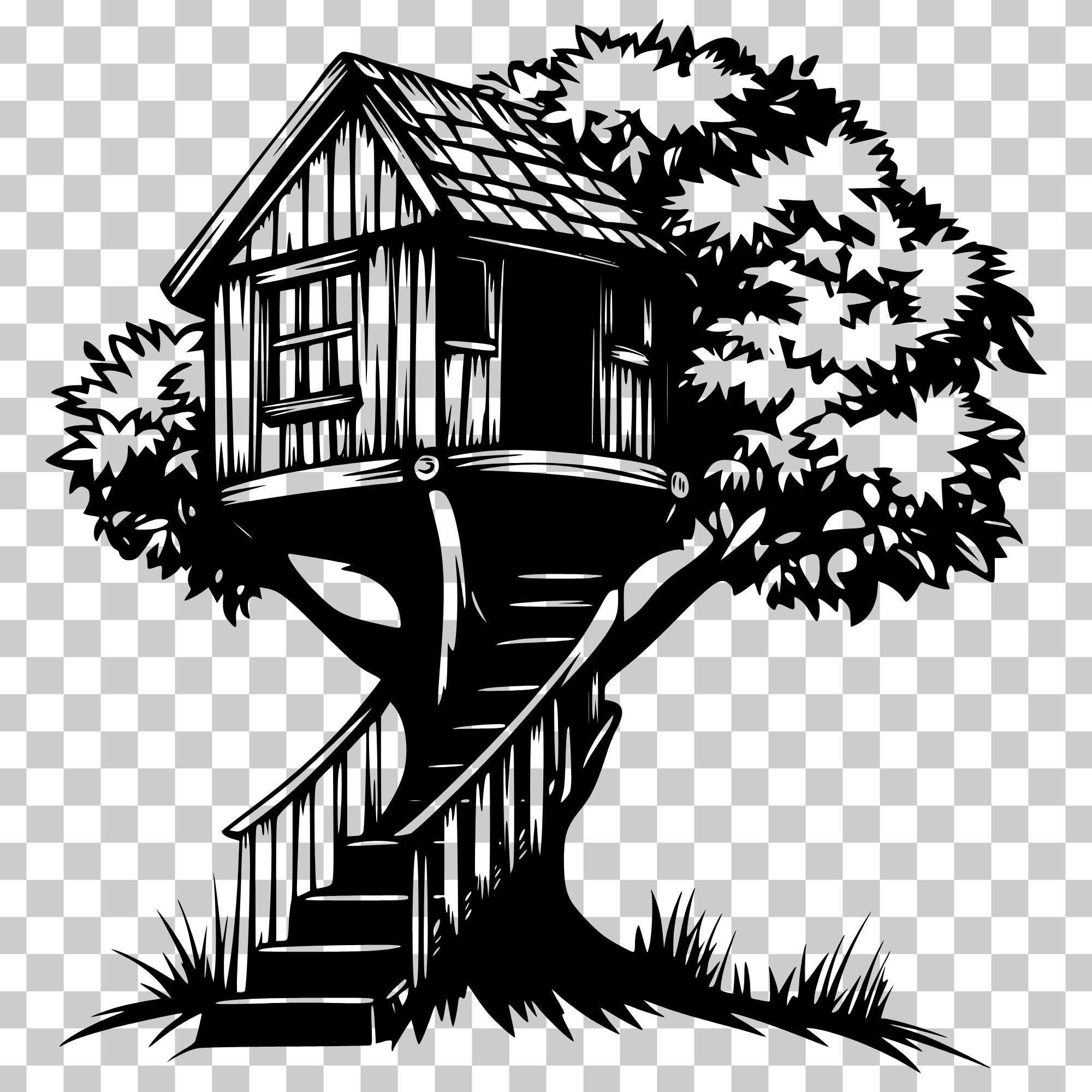 Treehouse Svg, Children's Treehouse Vector, Backyard Treehouse Svg ...