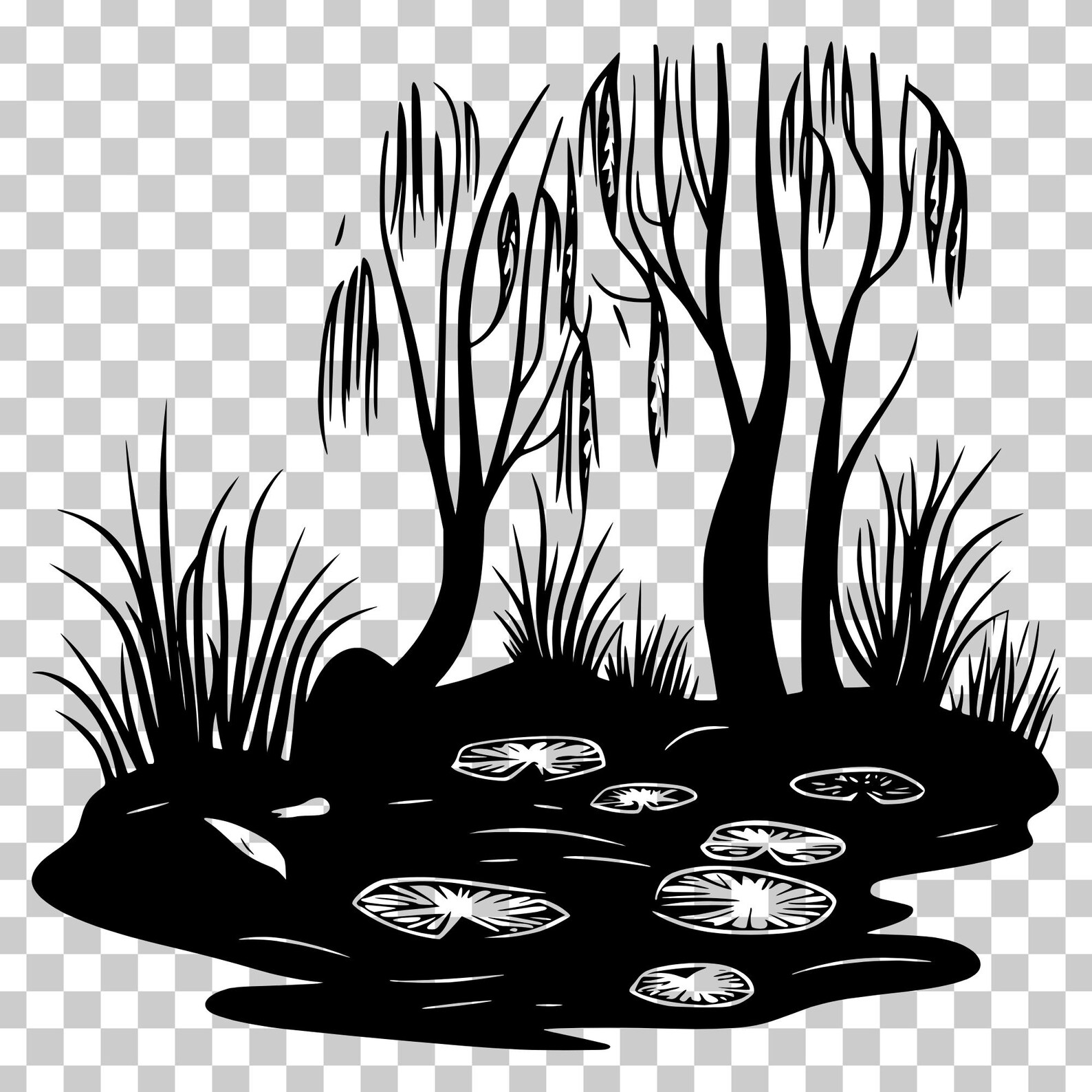 Wetlands and Swamps Svg, Nature Habitat Svg, Marshland Scene Vector ...