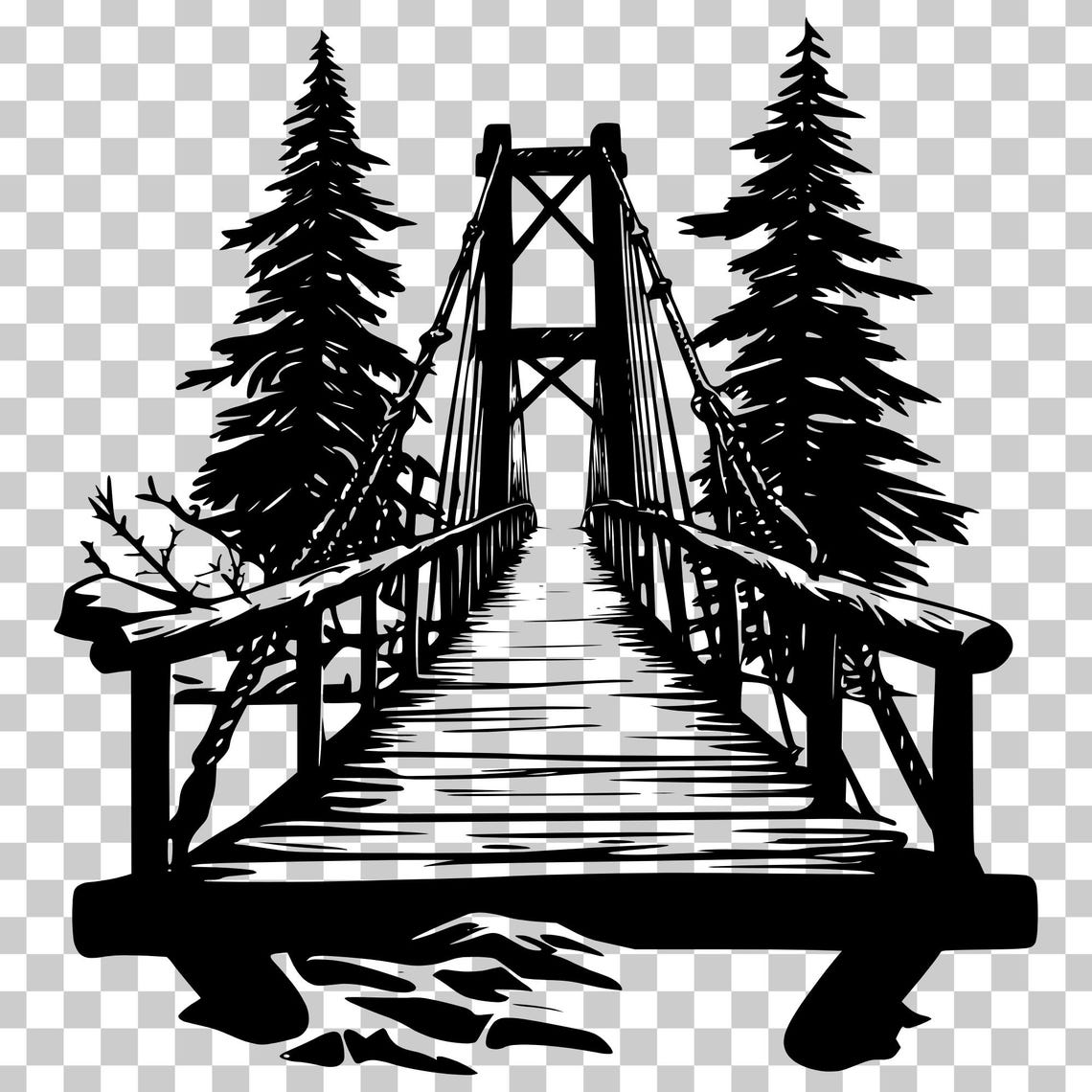 Wooden Bridge Svg, Rustic Bridge Vector, Wooden Footbridge Svg ...