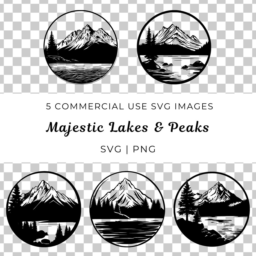 Mountain Lake Image Svg, Mountain & Lake Svg, Outdoor Lake Scene Svg ...