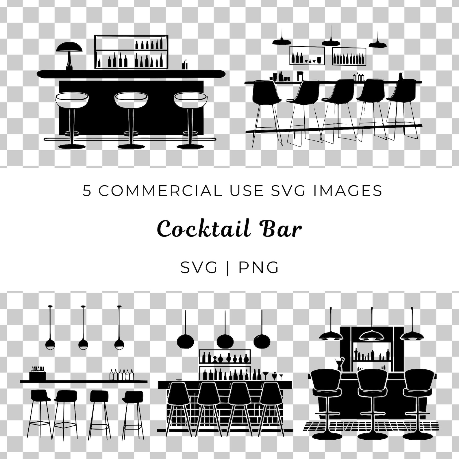 Cocktail Bar Svg, Bar Counter With Stools Svg, Modern Bar Svg Vector ...