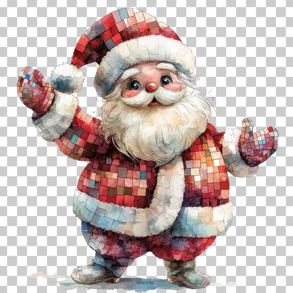 Disco Ball Mirror Santa Clipart, Groovy Christmas Png, Christmas Disco ...