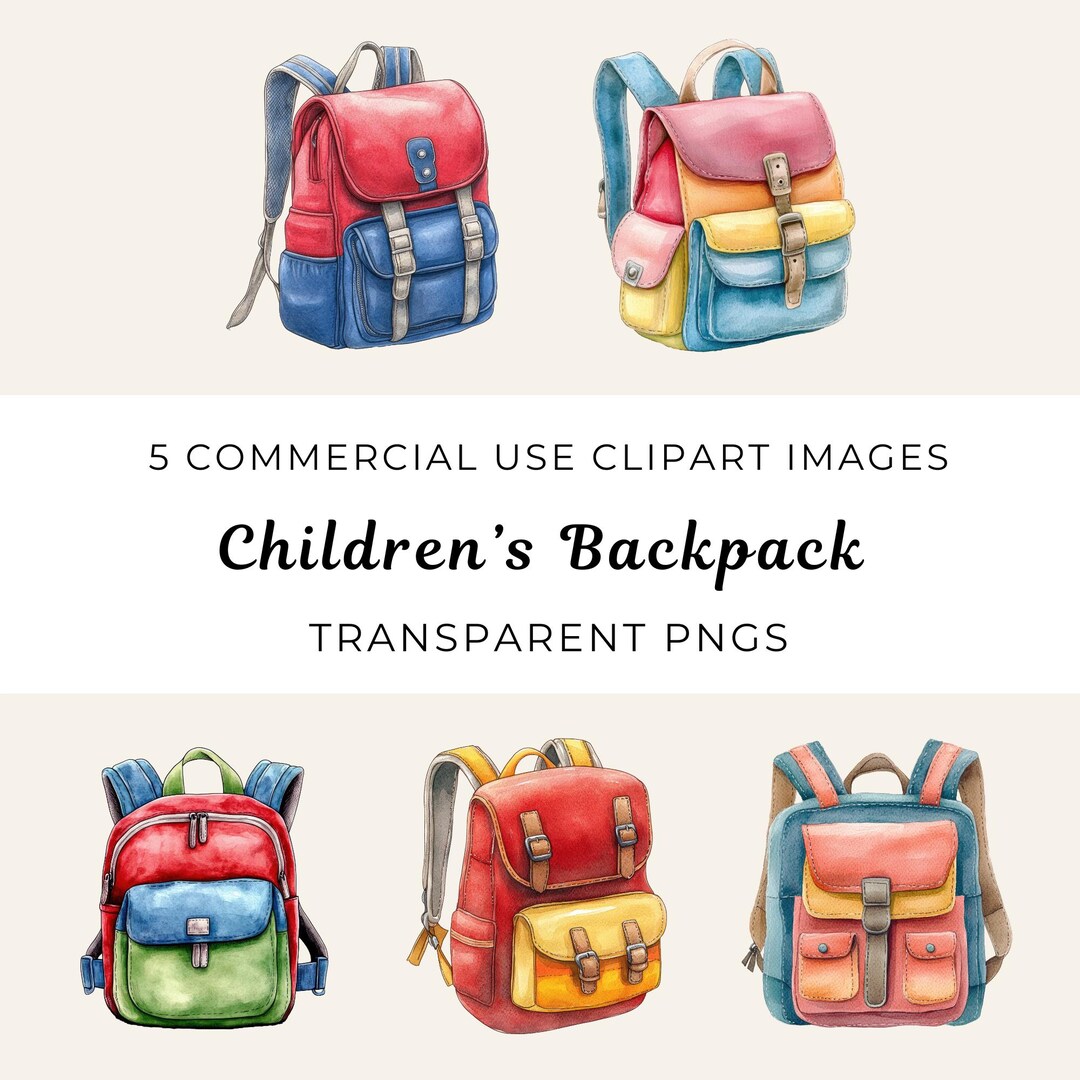 Children's Backpack Clipart, Colorful Kids Backpack Png, Cute Backpack ...