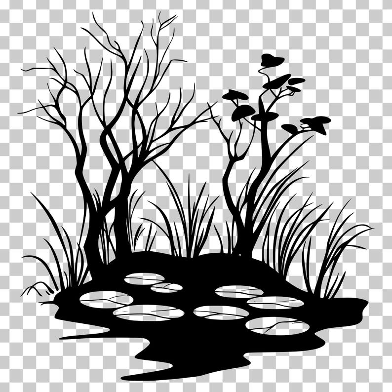 Wetlands and Swamps Svg, Nature Habitat Svg, Marshland Scene Vector ...