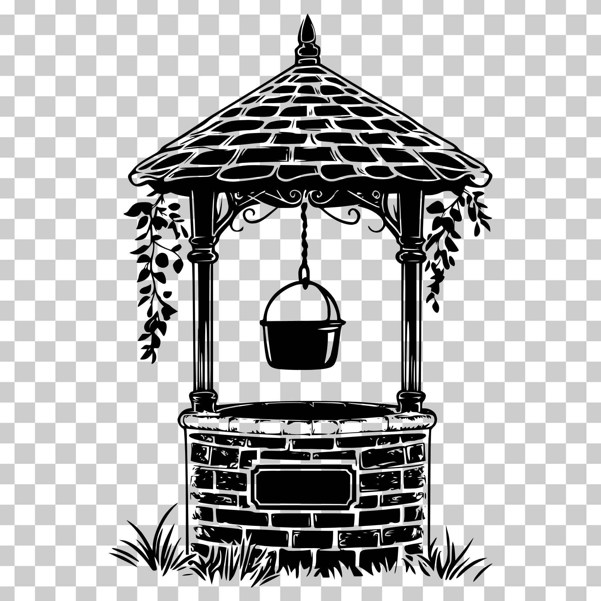 Vintage Wishing Wells Svg, Rustic Well Vector, Classic Water Well Svg ...