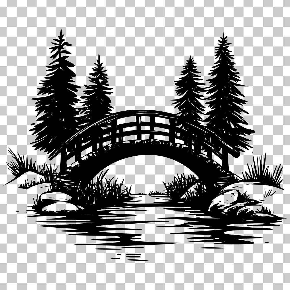 Wooden Bridge Svg, Rustic Bridge Vector, Wooden Footbridge Svg ...