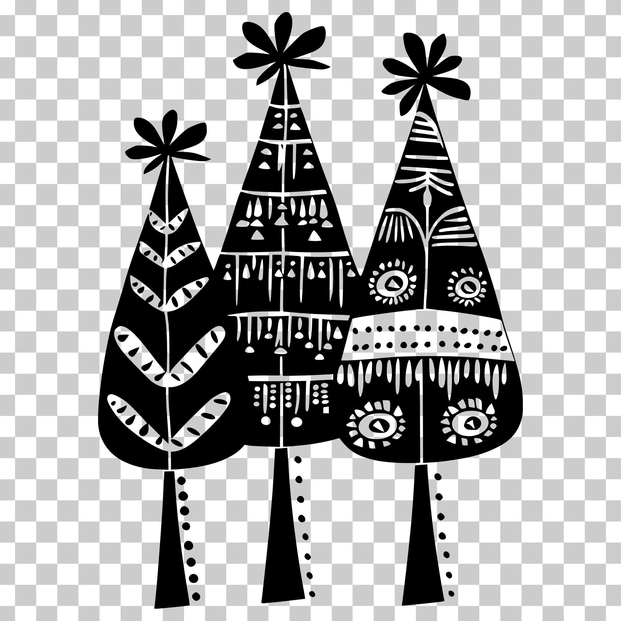 Scandi Folk Art Christmas Trees Svg, Scandinavian Christmas Tree Svg ...
