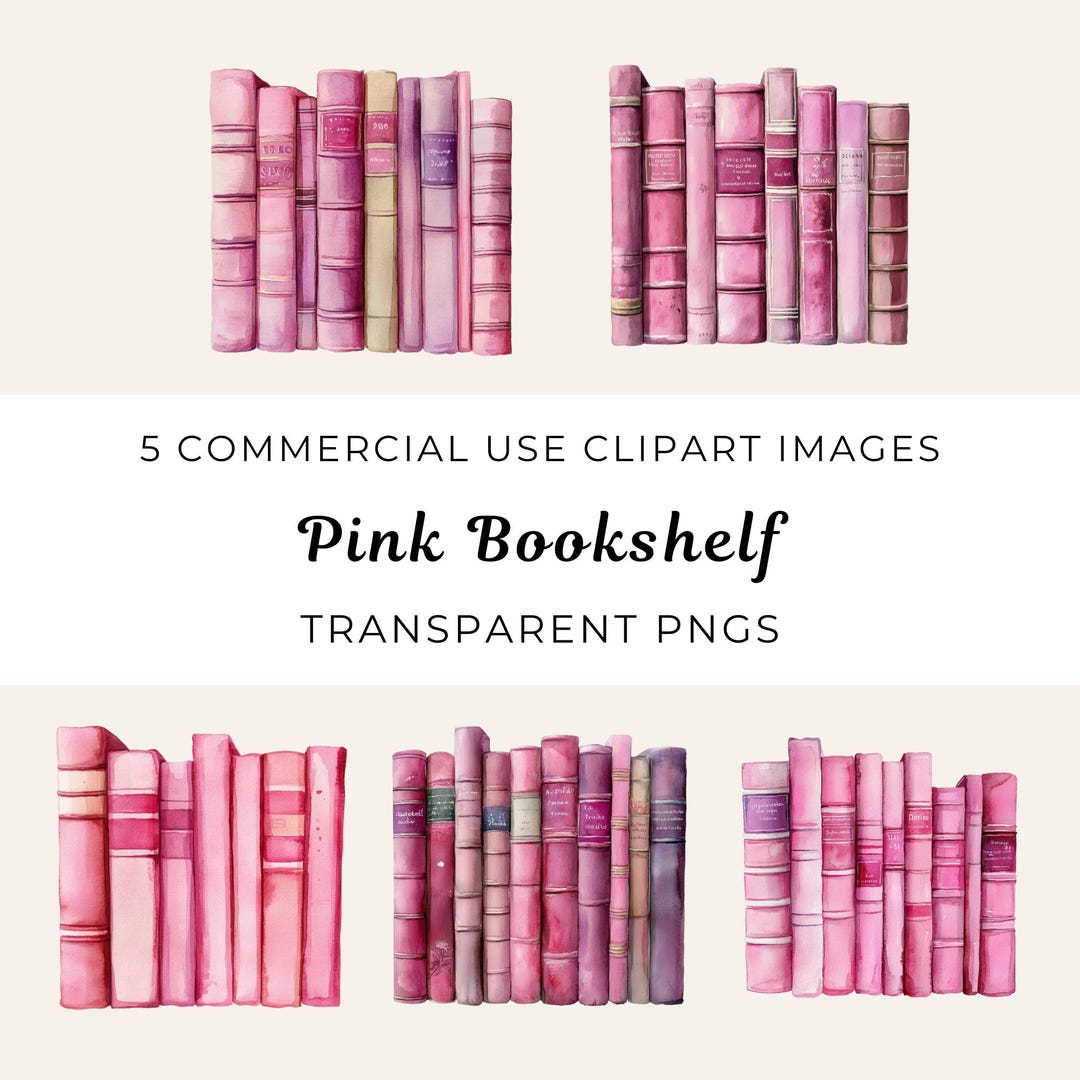 Pink Bookshelf Clipart, Boho Books PNG (digital Download) - Etsy