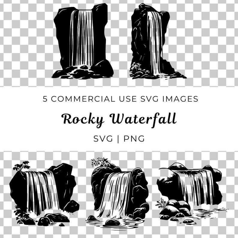 Rocky Waterfall SVG, PNG Vector Images (digital Download) - Etsy