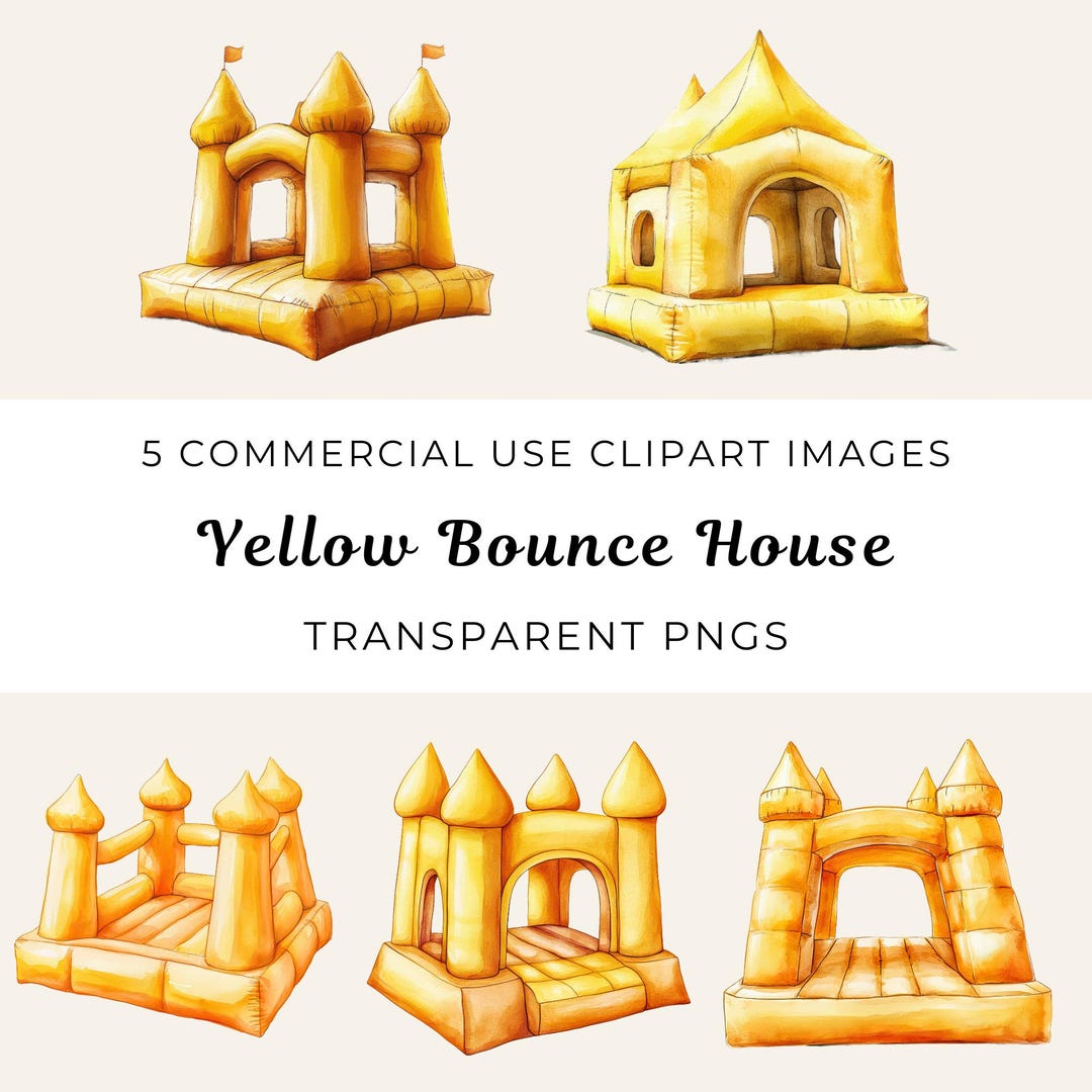 Yellow Bounce House Party, Jump House Png, Bounce House Clipart, Kids ...