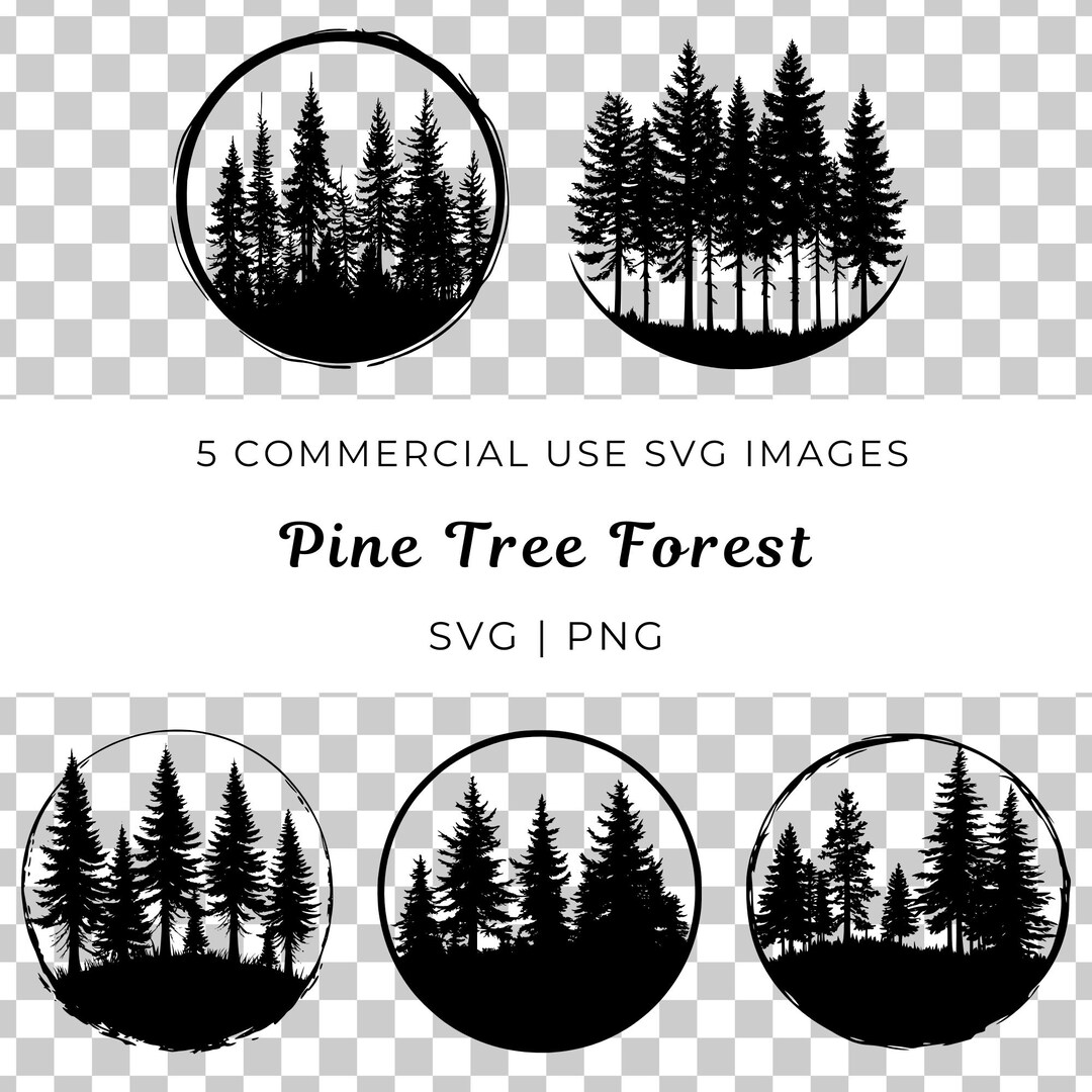 Pine Tree Forest Svg, Evergreen Woods, Mountain Forest Svg, Dense ...