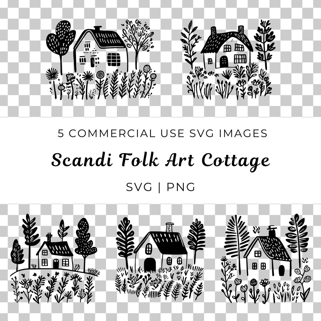 Scandi Folk Art Cottage SVG, PNG (digital Download) - Etsy