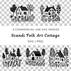 Scandi Folk Art Cottage Svg, Whimsical House Svg, Nordic Countryside ...