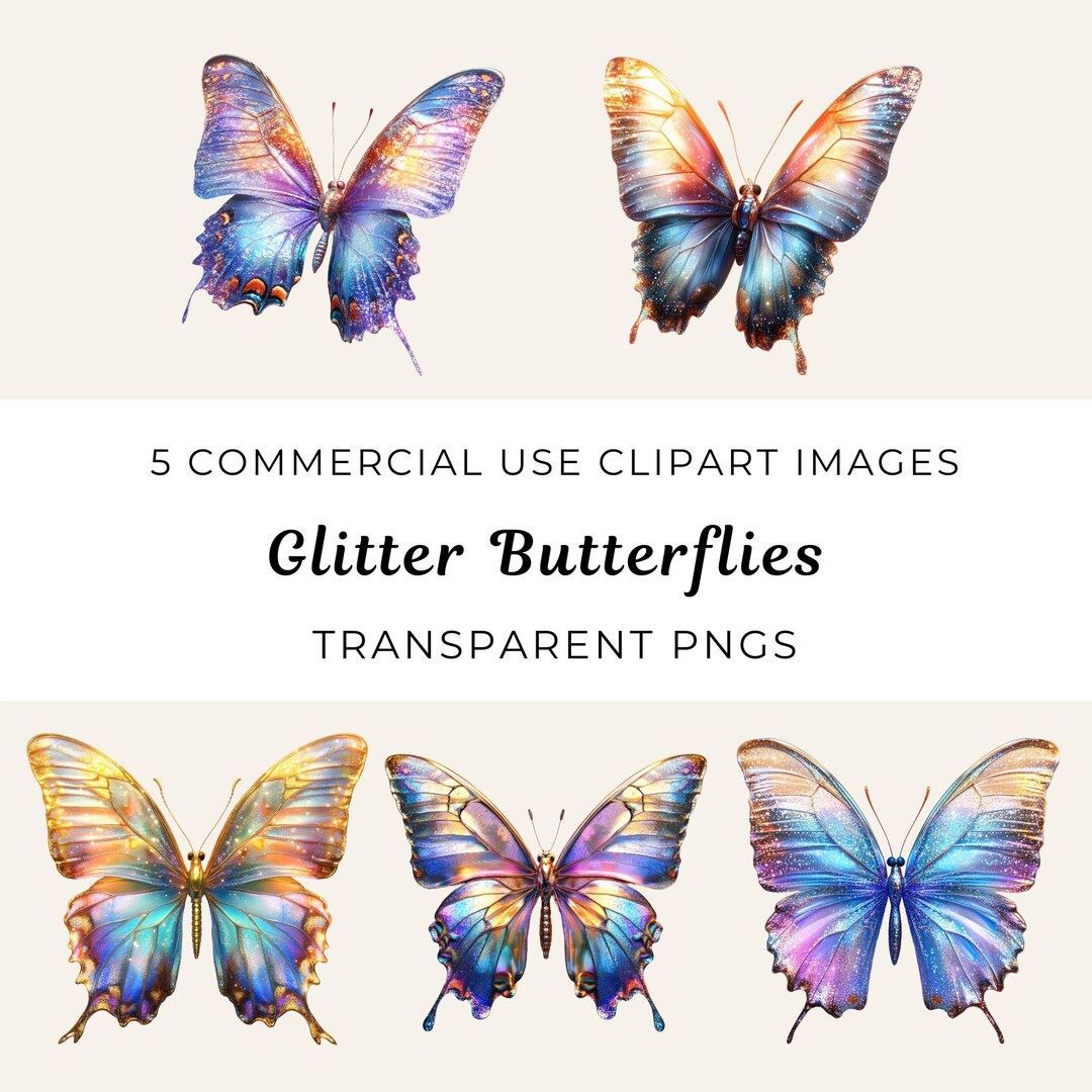 Glitter Butterfly Clipart, Shimmering Wings, PNG (digital Download) - Etsy